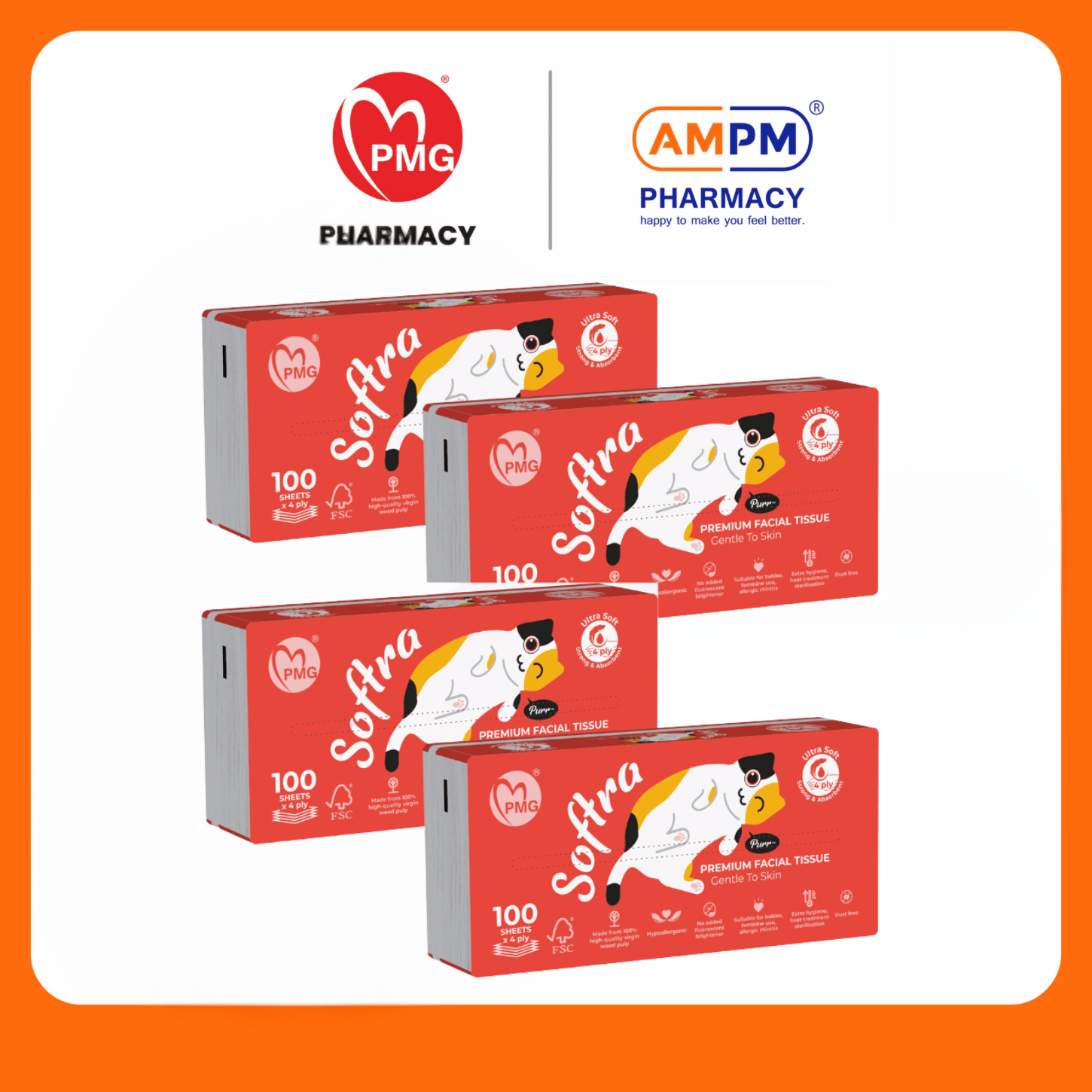 PMG SOFTRA PREMIUM FACIAL TISSUE 4ply ULTRA SOFT (L) 100s ( One Set ...