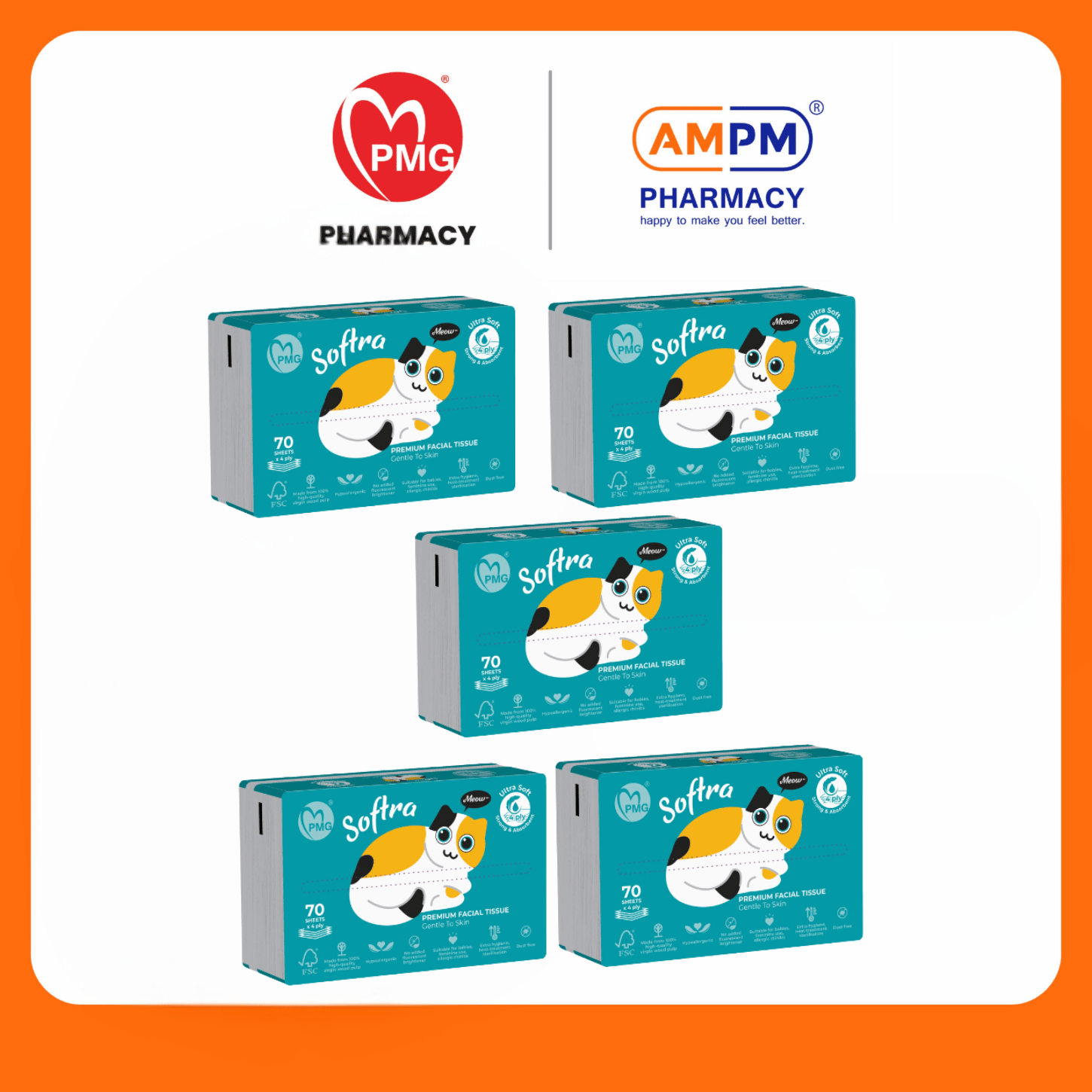 PMG SOFTRA PREMIUM FACIAL TISSUE 4ply ULTRA SOFT (M) 70s (One Set ...